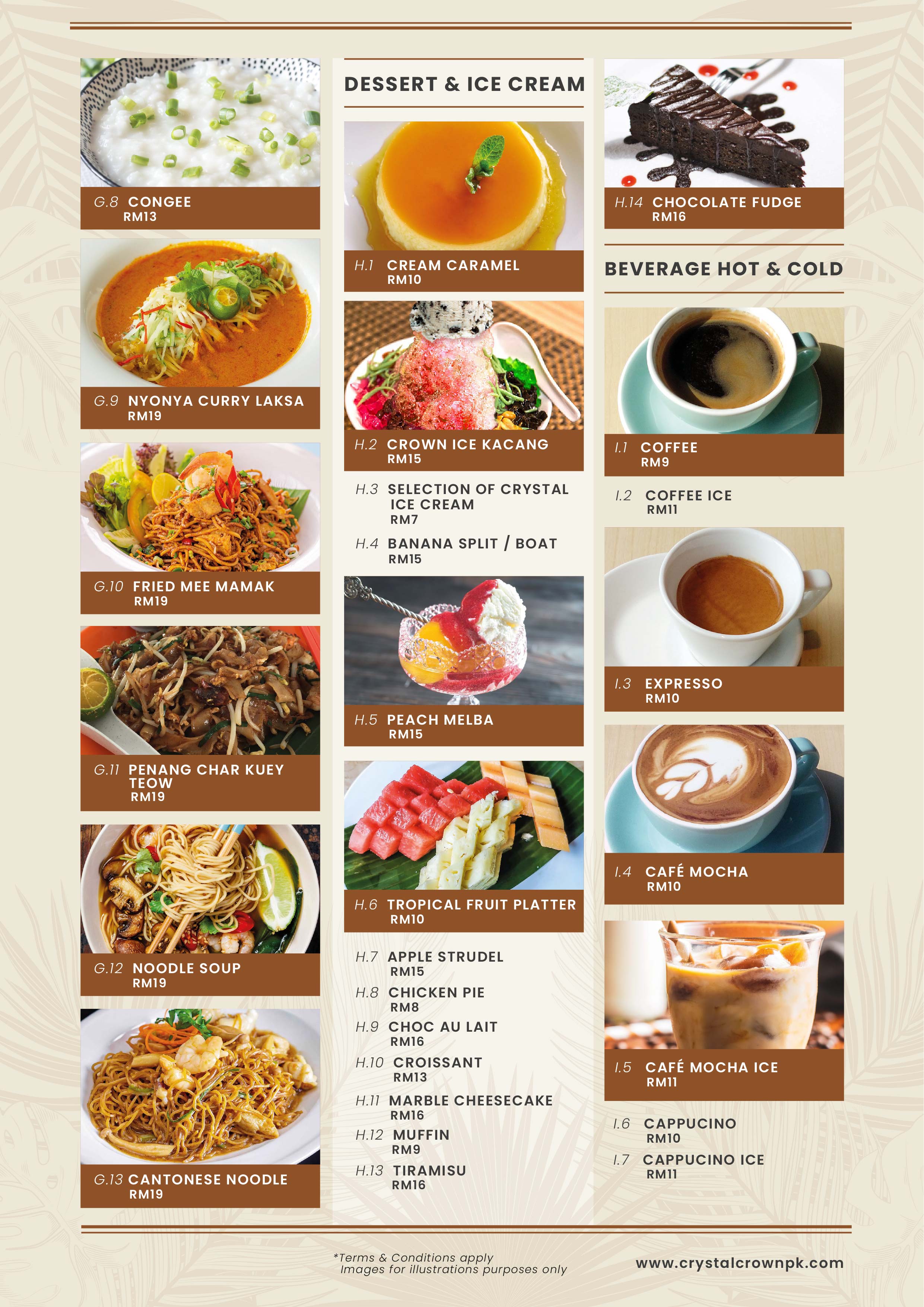 Menu's | Brass Cafe - Crystal Crown Hotel Port Klang